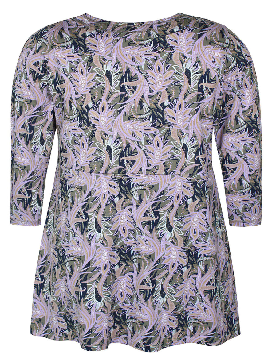 Butik Søs - Hel-blomstret tunika med 3/4 ærmer